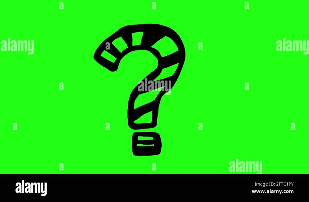 Question Mark Green Screen Scribble Animation Doodle Cartoon 4K Stock ...