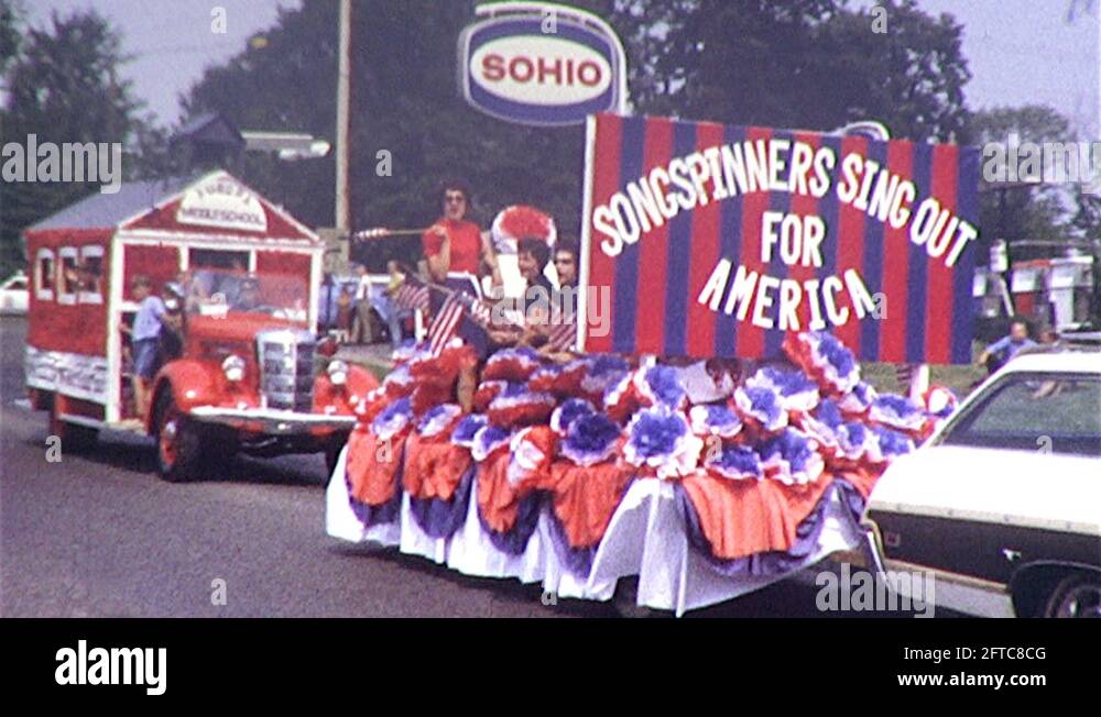 1970s 4TH OF JULY Kids Small Town American Flags Parade Vintage Film ...