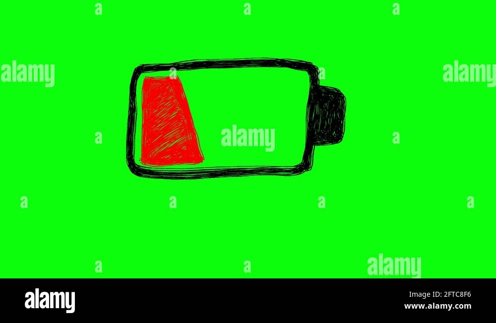 Low Battery Scribble Doodle Animation Green Screen 4k Stock Video ...