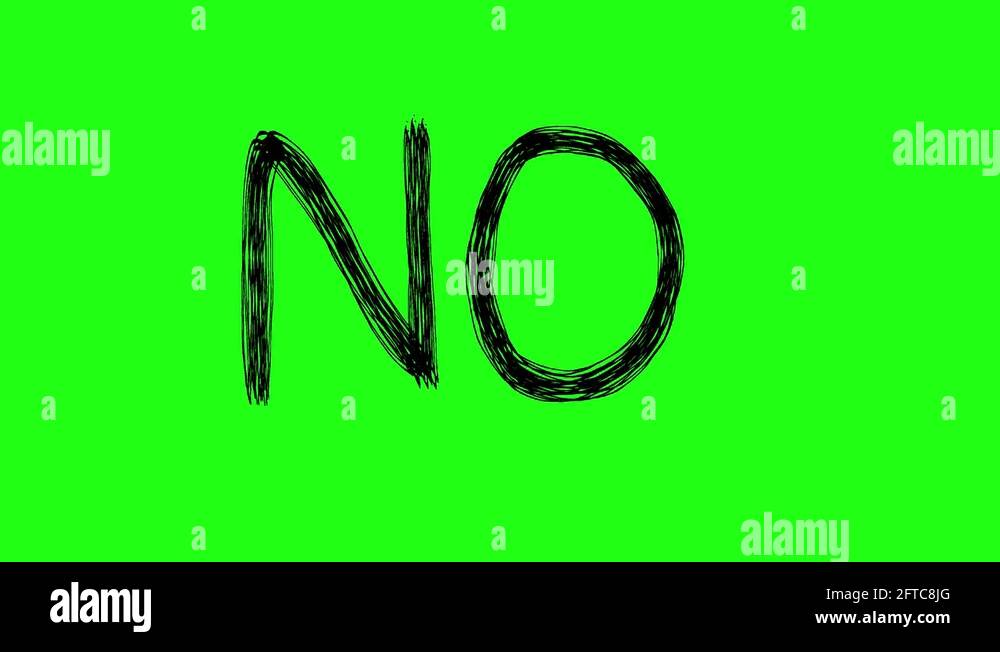 NO Word on Green Screen Scribble Animation Doodle Cartoon 4K Stock ...