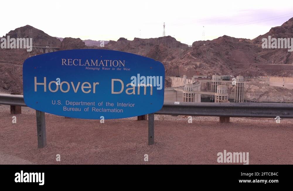 Hoover Dam reclamation sign with mountain in background 4k Stock Video ...