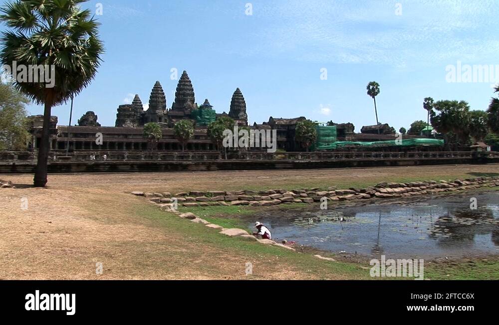 Angkor Wat Temple in Cambodia with pool Stock Video Footage - Alamy