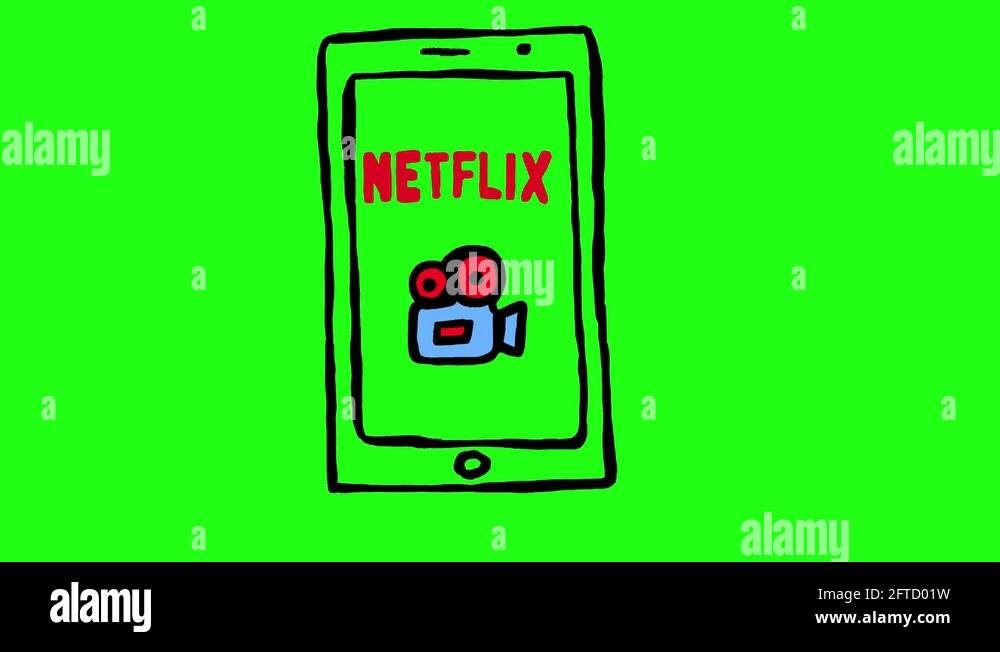 Netflix app on Smartphone Green Screen Scribble Animation Doodle ...