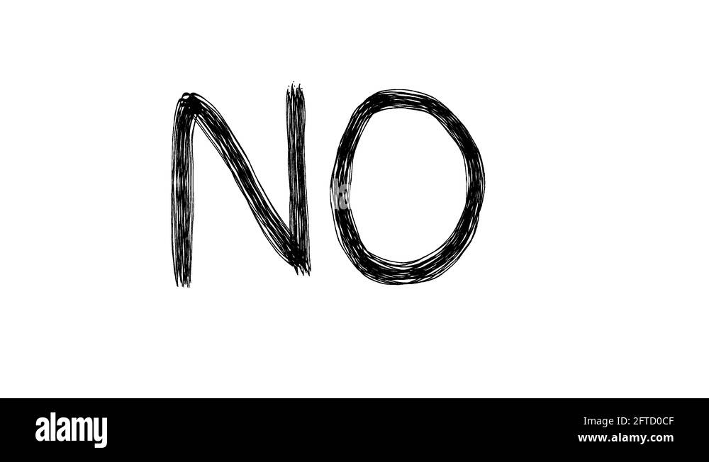 NO Word on White Background Scribble Animation Doodle Cartoon 4K Stock ...