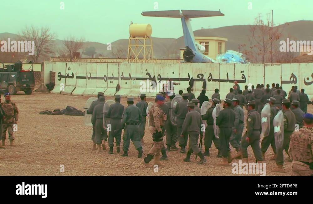 Afghan soldiers are training for the fight at a military base Stock ...