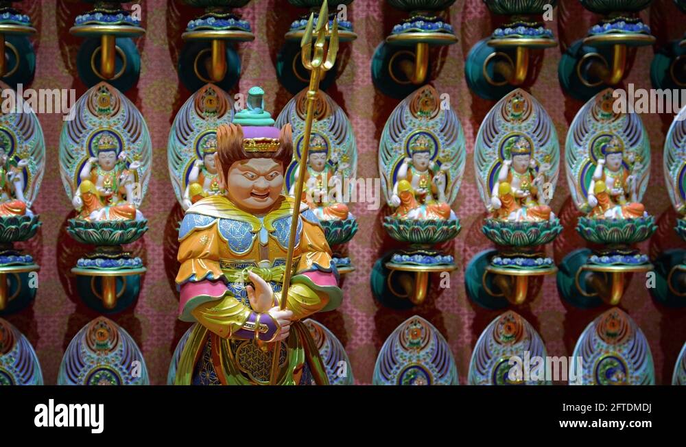 Statues inside the Buddha Tooth Relic Temple in Singapore Stock Video ...