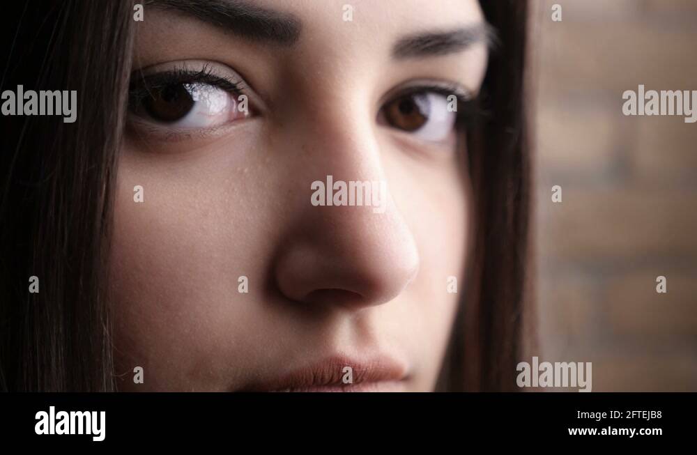 A young girl with beautiful brown hair and a nice dimple on her chin ...