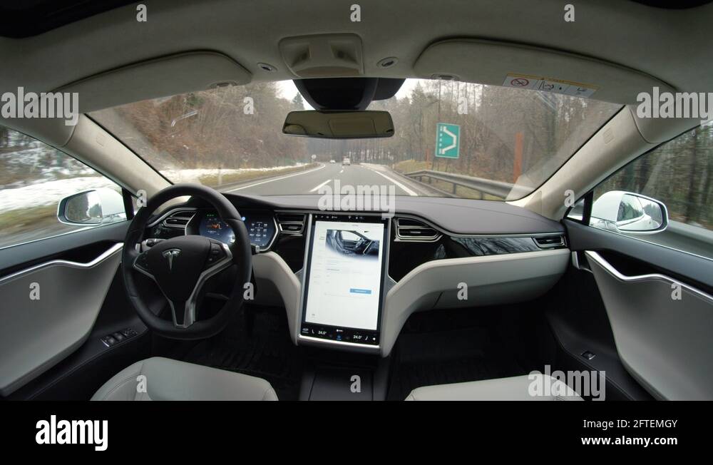 Close Up Tesla Model S Next Gen Absolutely Autonomous Self Driving Car