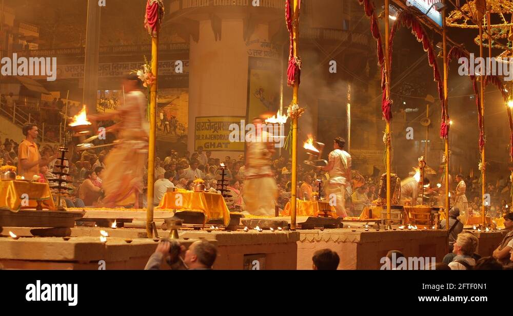 Varanasi Ganga Aarti Puja Time Lapse Stock Video Footage - Alamy