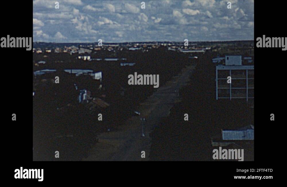 Vintage 16mm film, 1960 Rhodesia Salisbury (Harare Zimbabwe) skyline ...