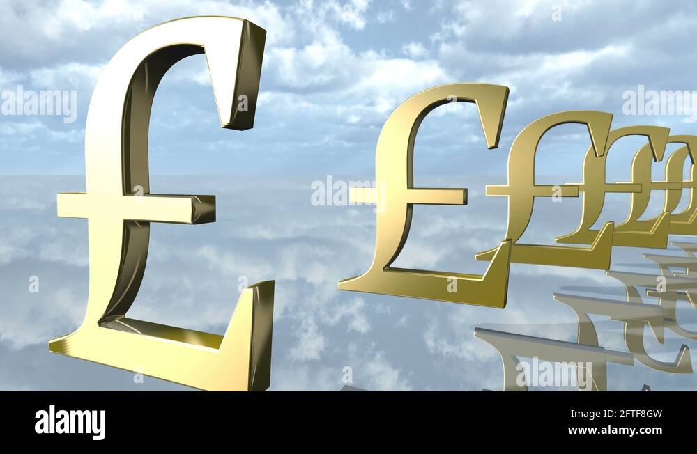 Animated golden pound money signs in a row. 3D rendering 4K Stock Video ...