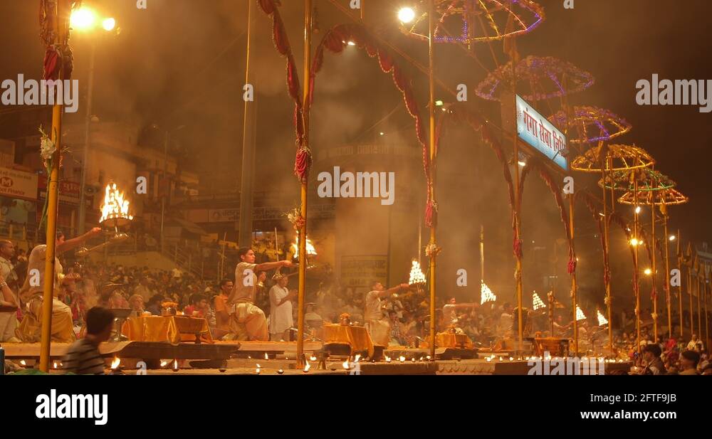 Varanasi Ganga Aarti Puja Time Lapse Stock Video Footage - Alamy