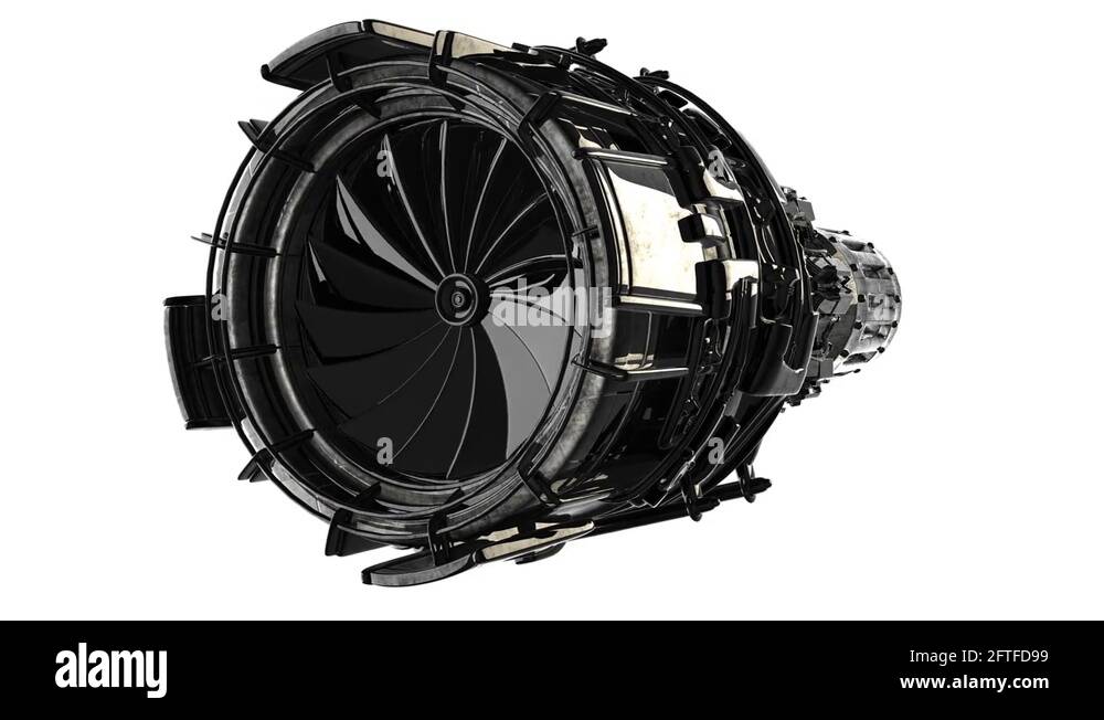 rotate jet engine turbine of plane, aircraft concept, aviation and ...