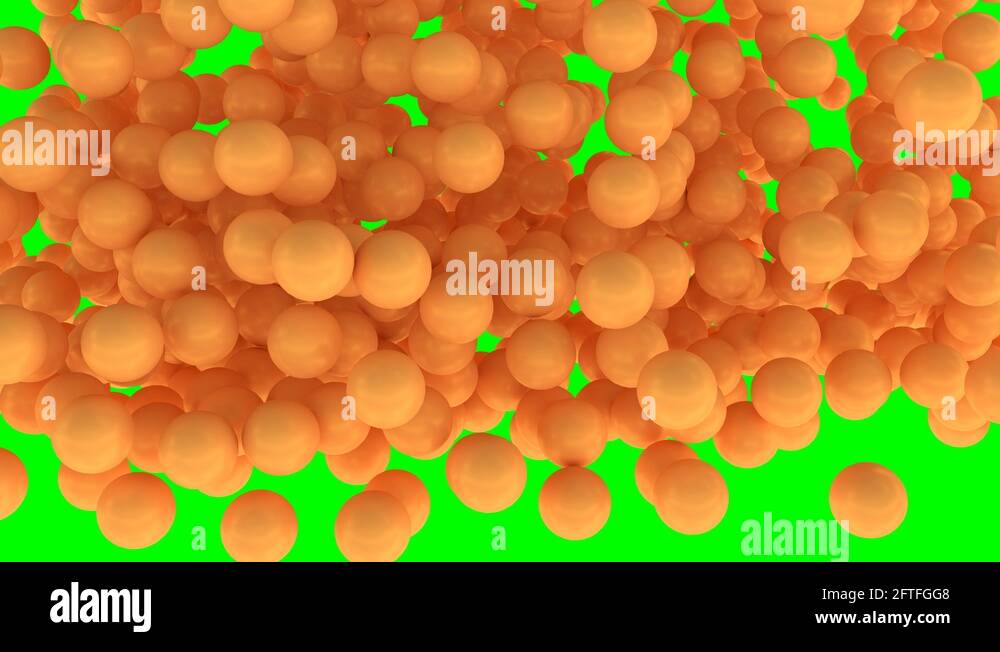 Animated great amount of orange ping-pong balls falling and bouncing ...