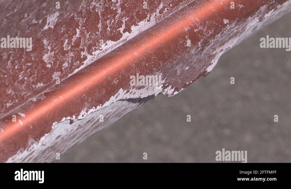 Road salt on vehicle causing rust and corrosion and paint damage Stock ...
