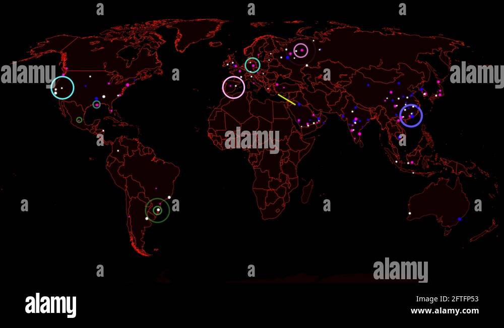 4K Hacker War Super Modern Digital Data Hacking World Map Simulation v1 ...