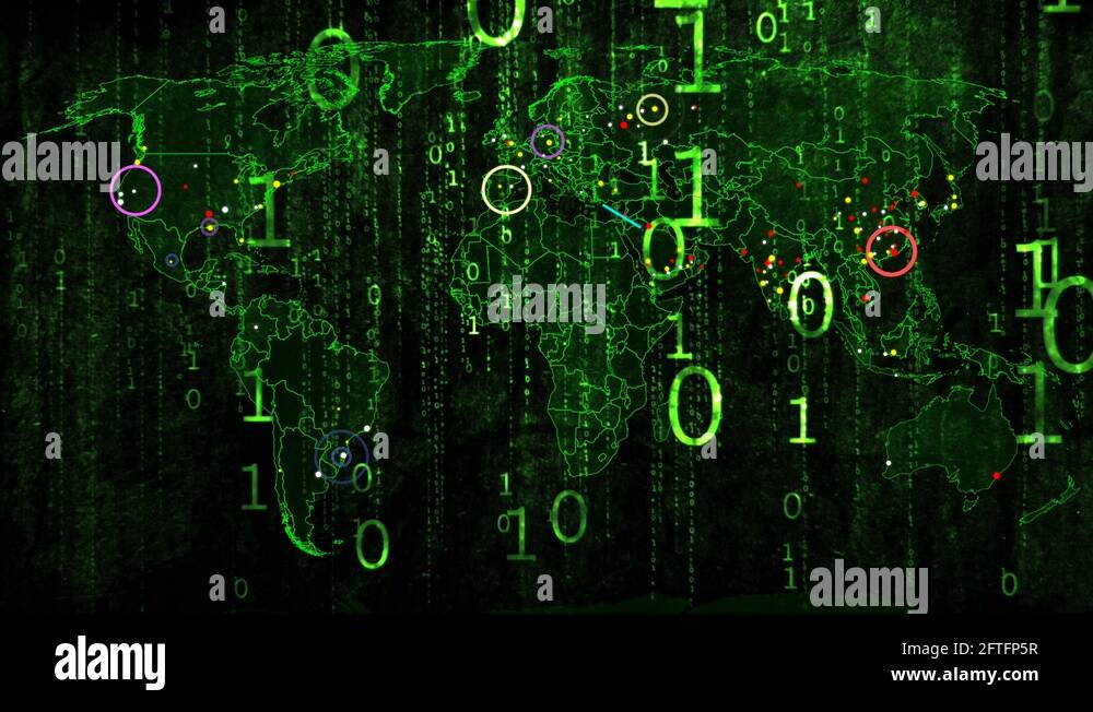 4K Hacker War Super Modern Digital Data Hacking World Map Simulation v2 ...