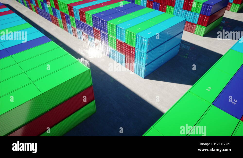 Container depot, wharehouse, seaport. Aeril view. Cargo containers ...