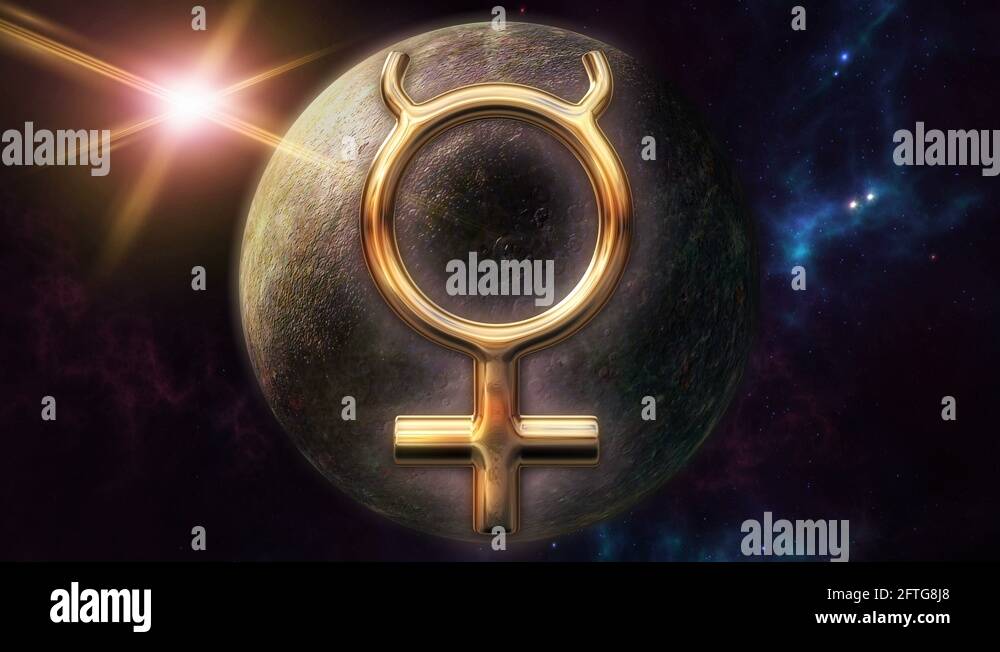 Animated mercury zodiac horoscope symbol and planet. 3D rendering 4K ...