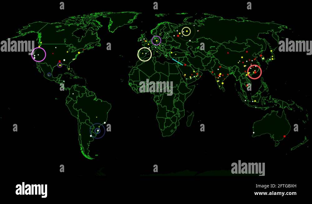 4K Hacker War Super Modern Digital Data Hacking World Map Simulation v1 ...