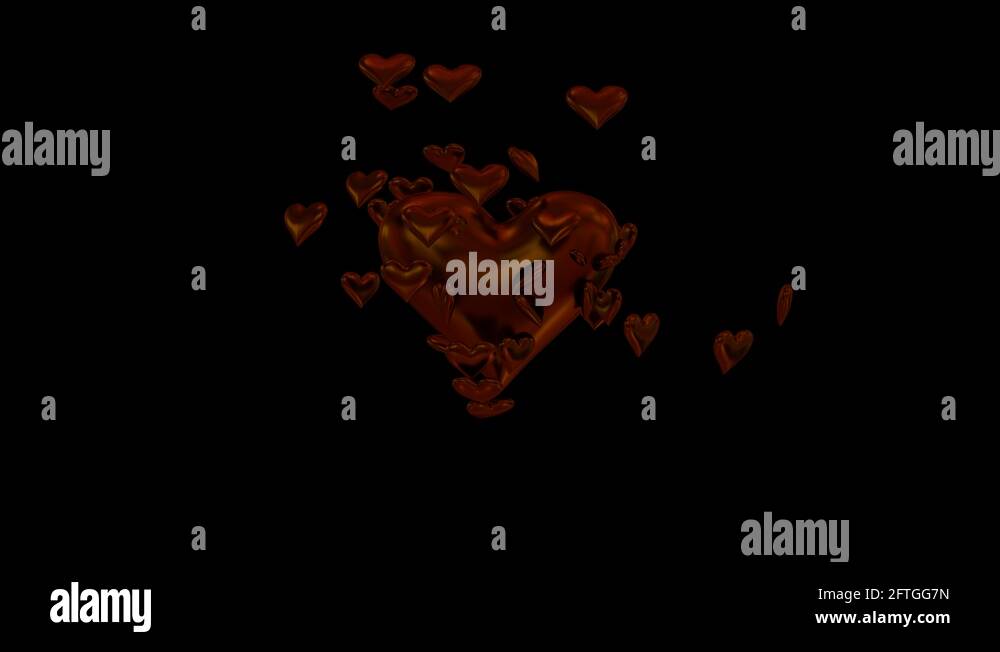 Animated small chocolate hearts exploding from large heart - less ...