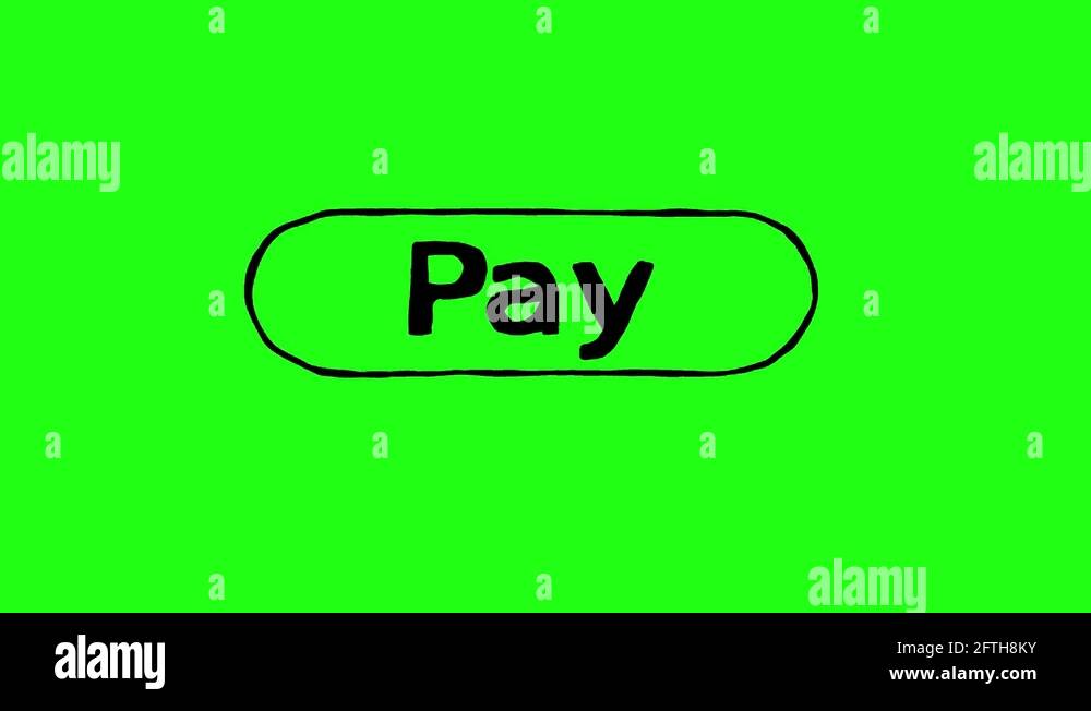 PAY Button Scribble Animation Doodle Green Screen Stock Video Footage ...