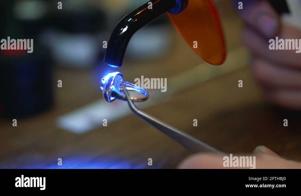 Process of drying the ring with an ultraviolet device Stock Video ...