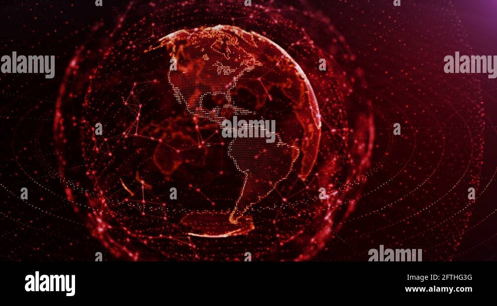 A digital planet Earth (Series of 3D animations) (Red grading Stock ...