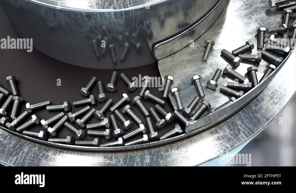 Process of production of bolts. Industrial concept. Factory equipment ...