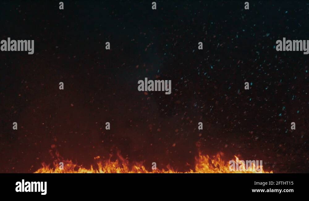 Fire background. Flames background. Snow flakes falling on fire flames ...
