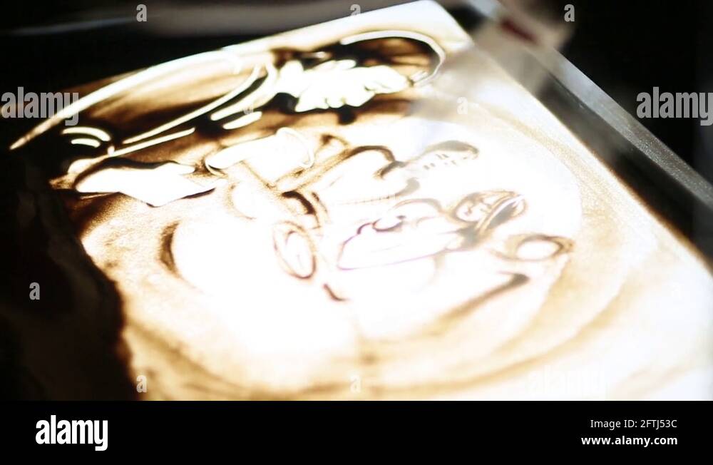 Drawing with sand. Short show. Drawing sand on a white screen. S Stock ...