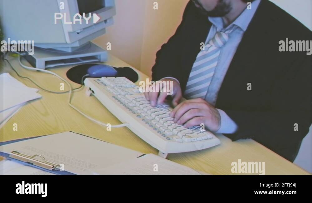 VHS Of Employee typing at keyboard closeup Stock Video Footage - Alamy