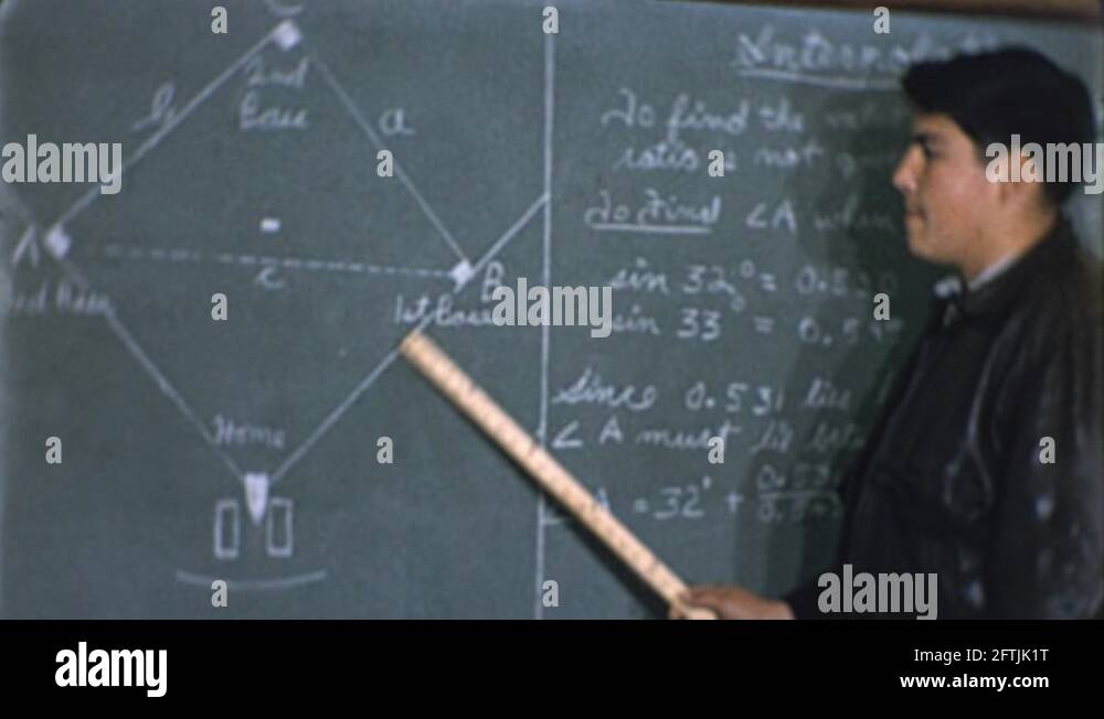 High School Teen Boy Blackboard Mathematics Class 1950s Vintage Film ...