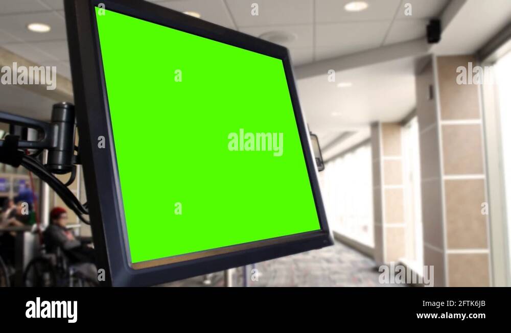 Airport Terminal computer Screen for Boarding Pass Area with Green ...
