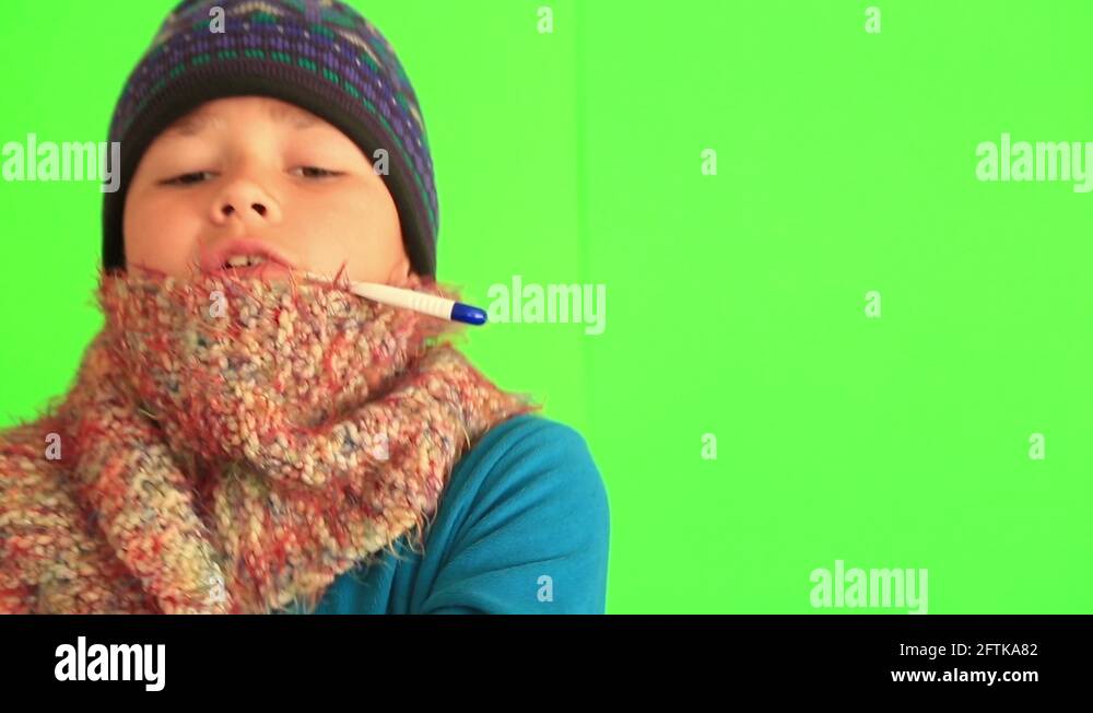 Sick child with chroma green screen Stock Video Footage - Alamy