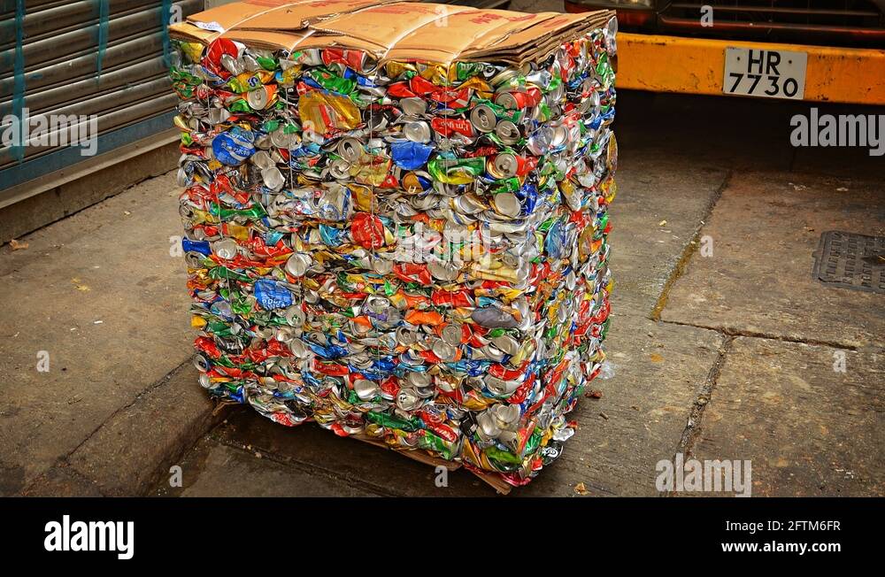 Crushed compacted aluminum cans baled Stock Videos & Footage - HD and ...