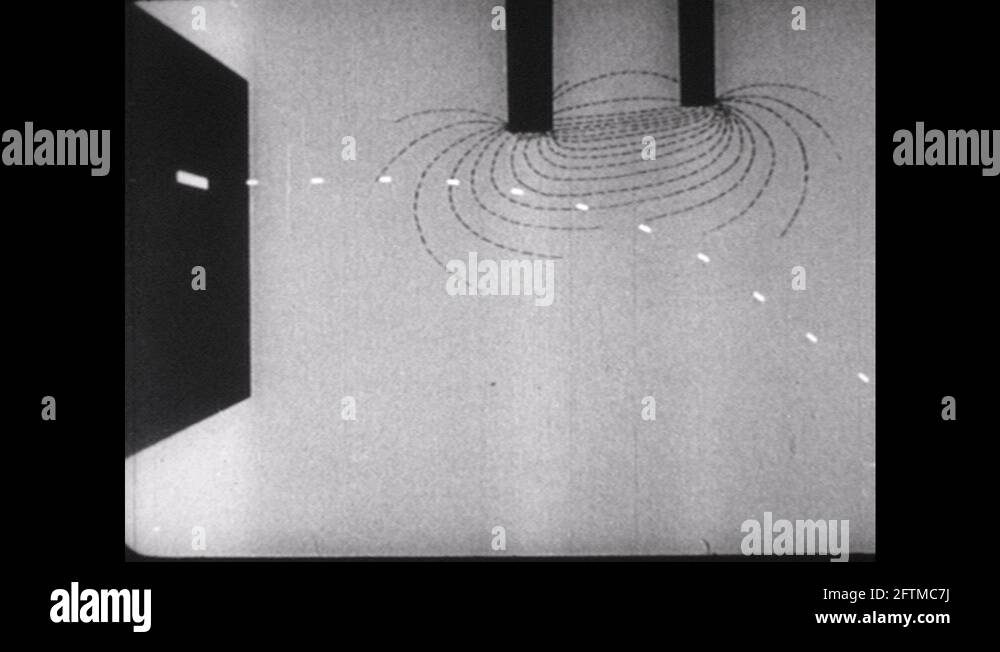 1930s: animation of dotted line moving according to magnets force ...