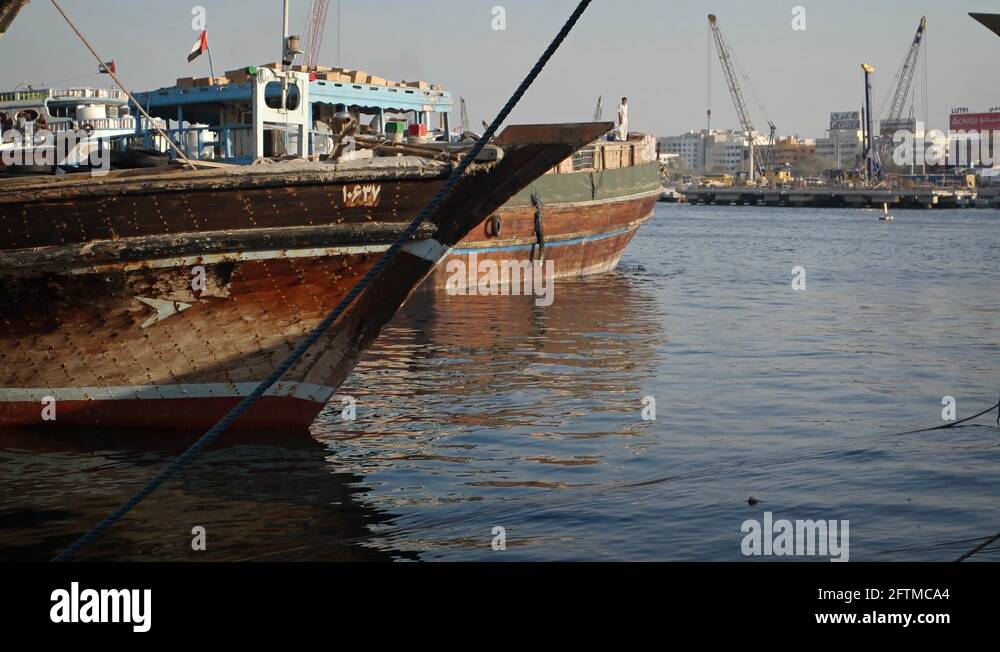 Old, Light Cargo Vessel in the Harbor, Loaded with Goods for Delivery ...