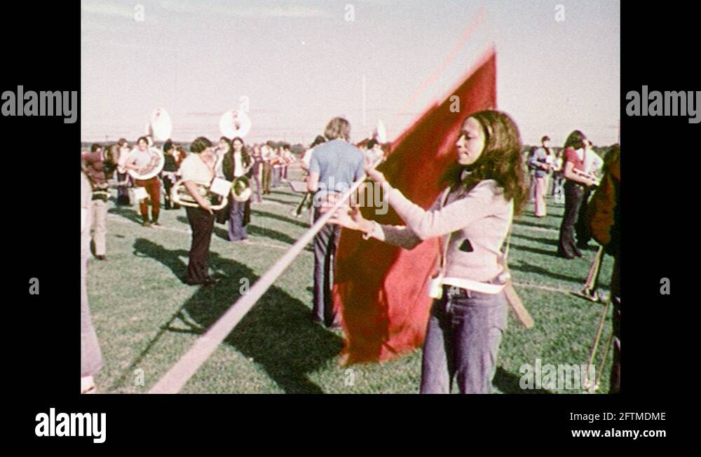 1970s – Flag corps and marching band Stock Video Footage - Alamy