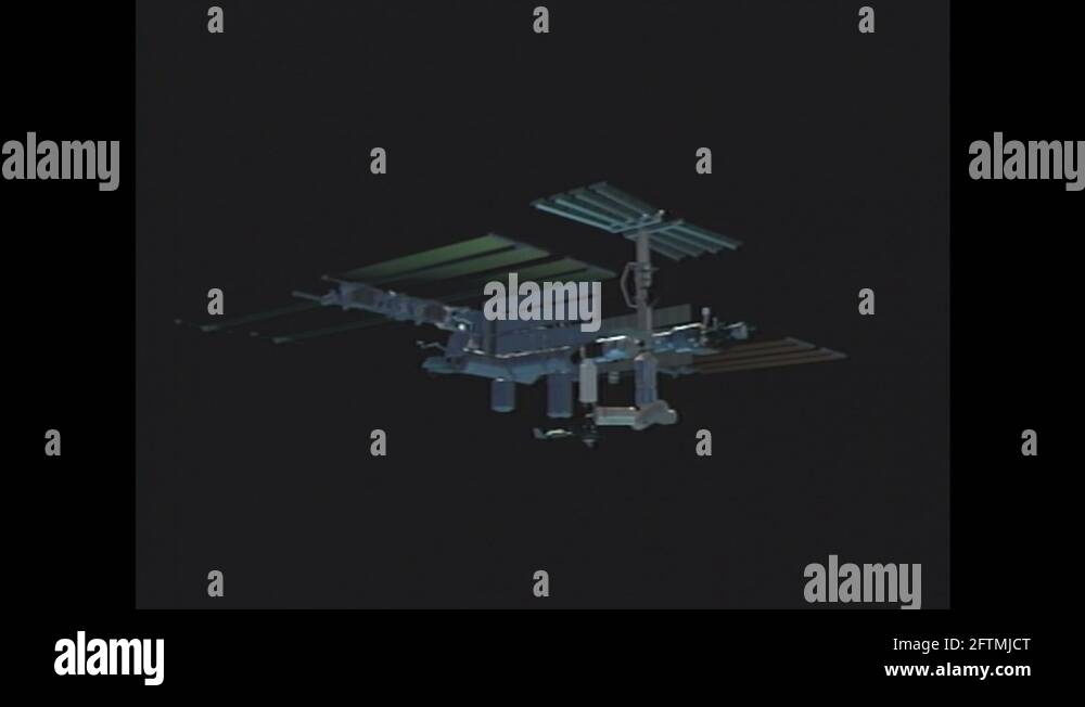 1990s: CGI animation of international space station in orbit. The ...