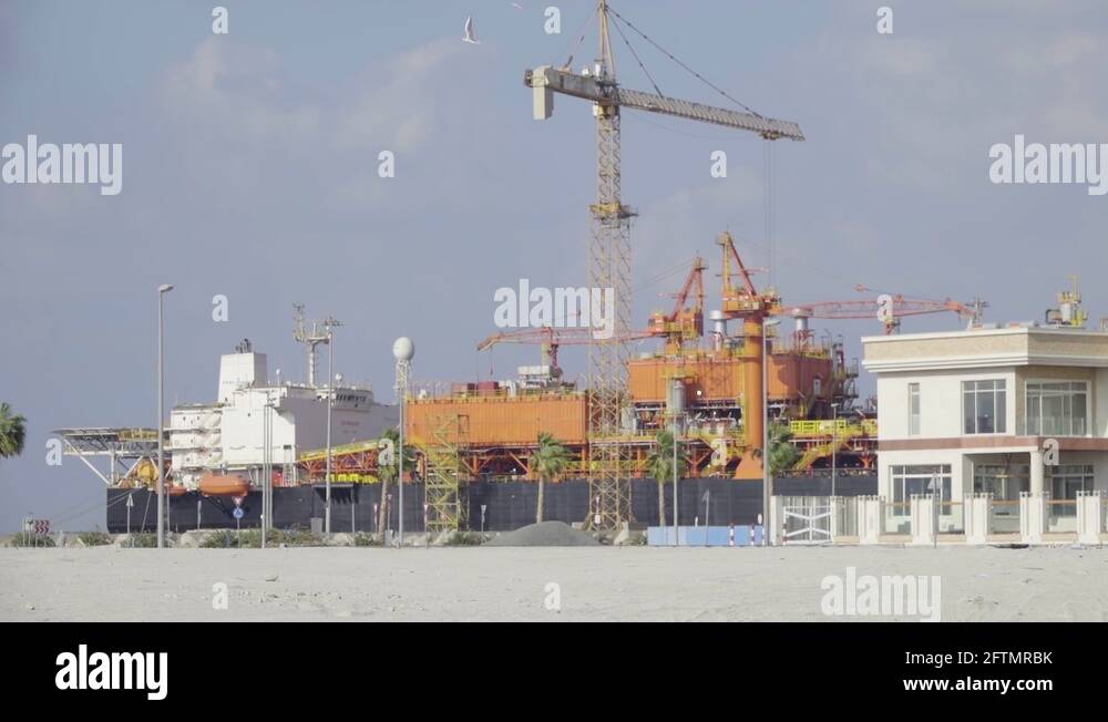 Panorama of Dubai cargo port UAE HD video. Shipping container dock ...