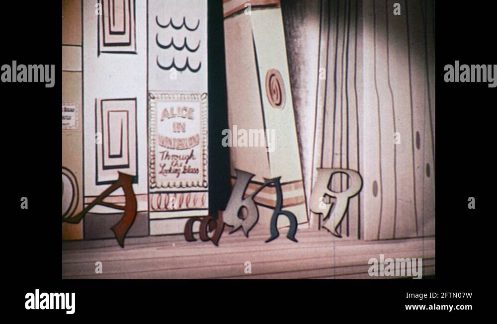 1960s: Letters of Alphabet Dance Across Book Shelf Stock Video Footage ...
