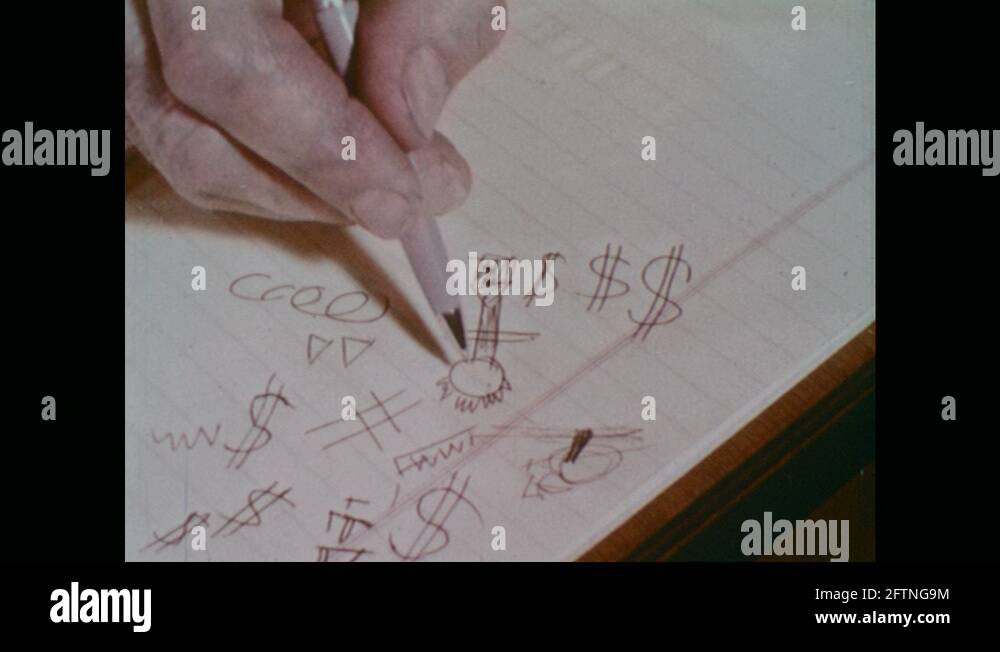 UNITED STATES 1960s: Person drawing/ Tapping foot/ Tapping hands ...