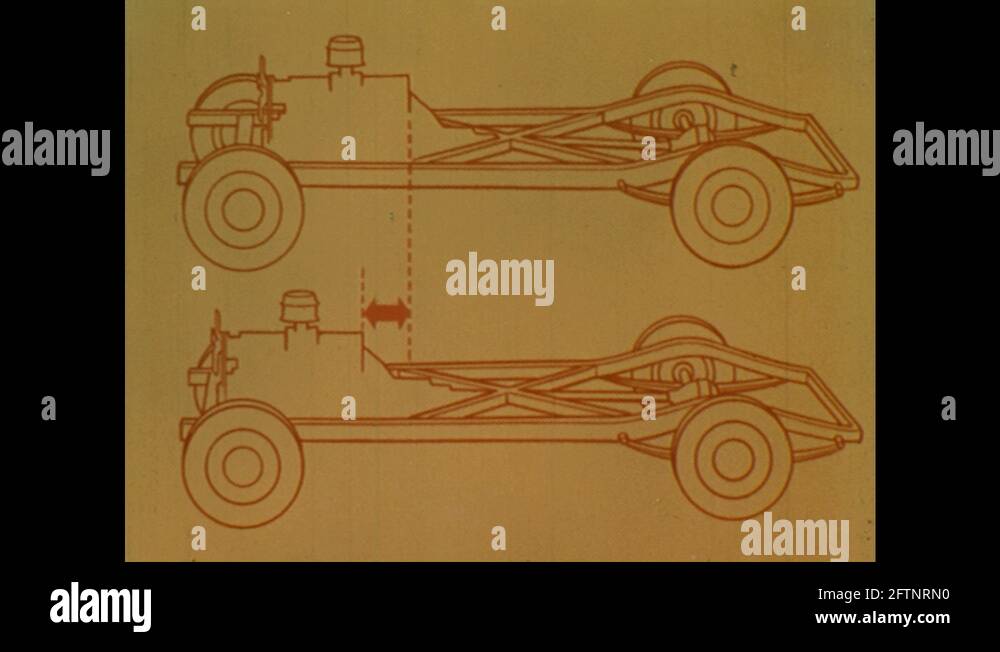 1970s: Illustration of antique car chassis / Illustration of antique ...