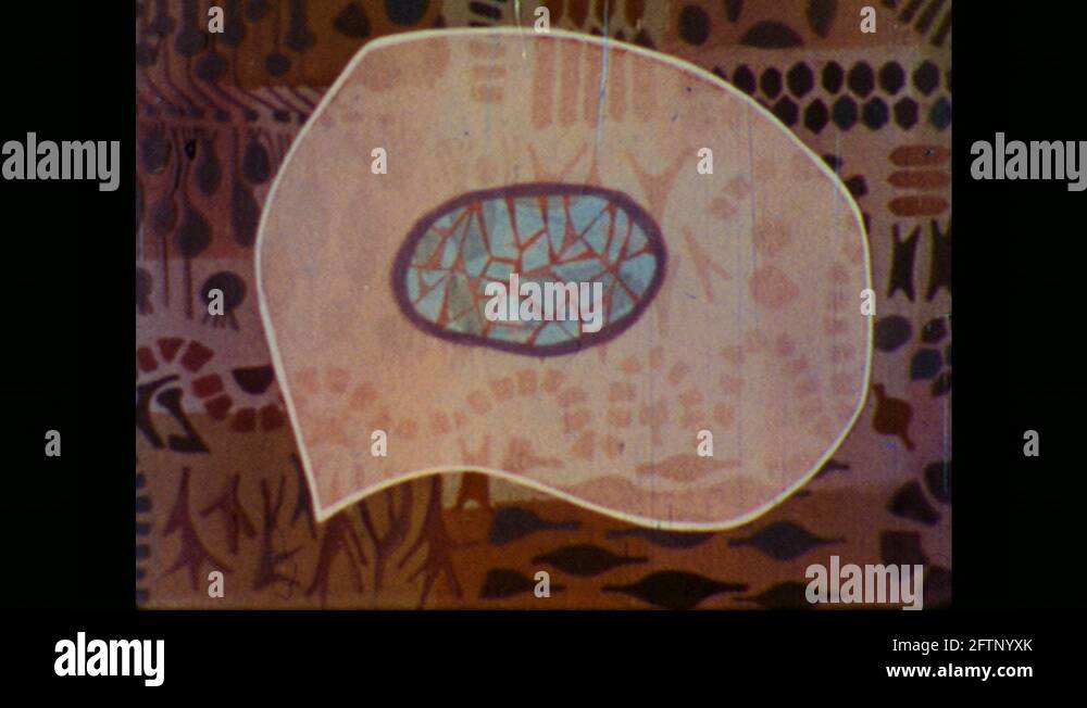 1960s: animation of a cell. Cell moves. Human eye animation. Blood ...