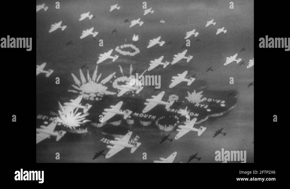 1940s: animated map of south coast of England. Title for Hells corner ...