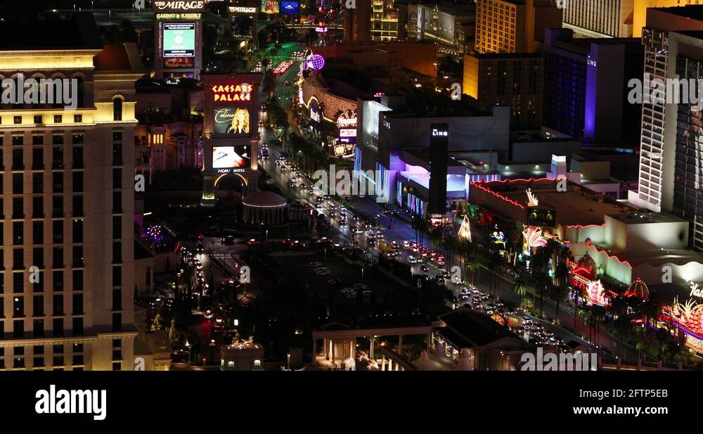 Las Vegas Strip Nevada traffic night casino resorts fast motion 4K ...