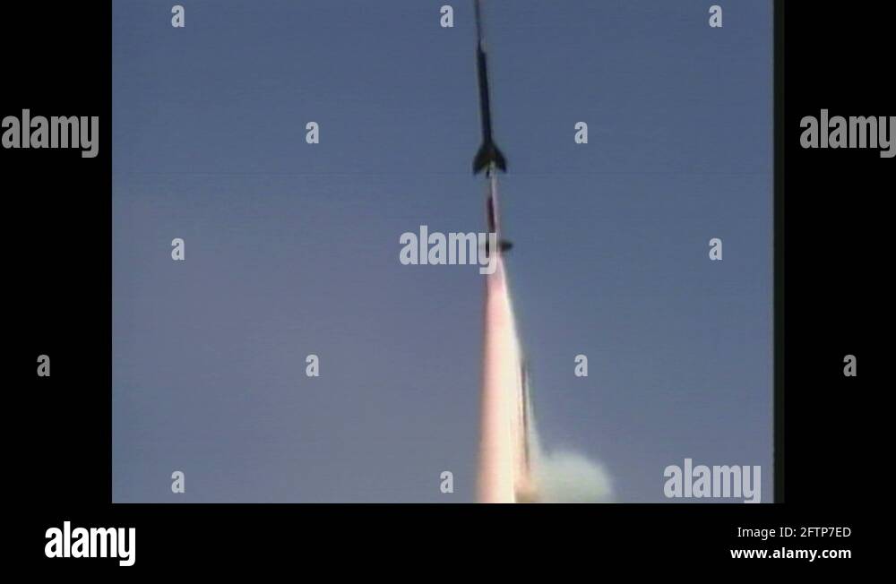 UNITED STATES: 1990s: Sub orbital rocket takes off. View of Earth from ...