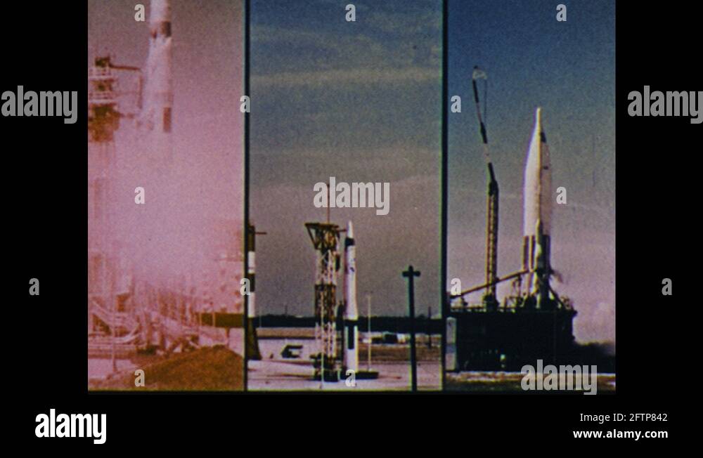 1960s: Space rocket takes off. Illustration of space shuttle. Model of ...