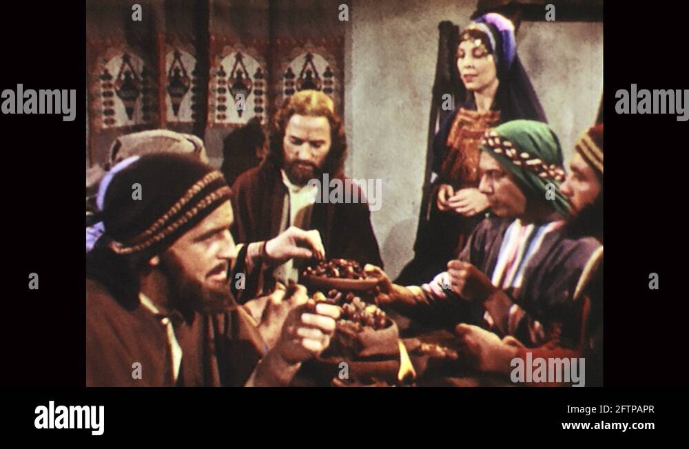 UNITED STATES: 1950s: Mary and Martha serve Jesus and disciples. Mary ...